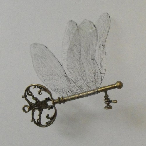 Flying Magical Key With Large Butterfly Wings in Antique Brass - Etsy