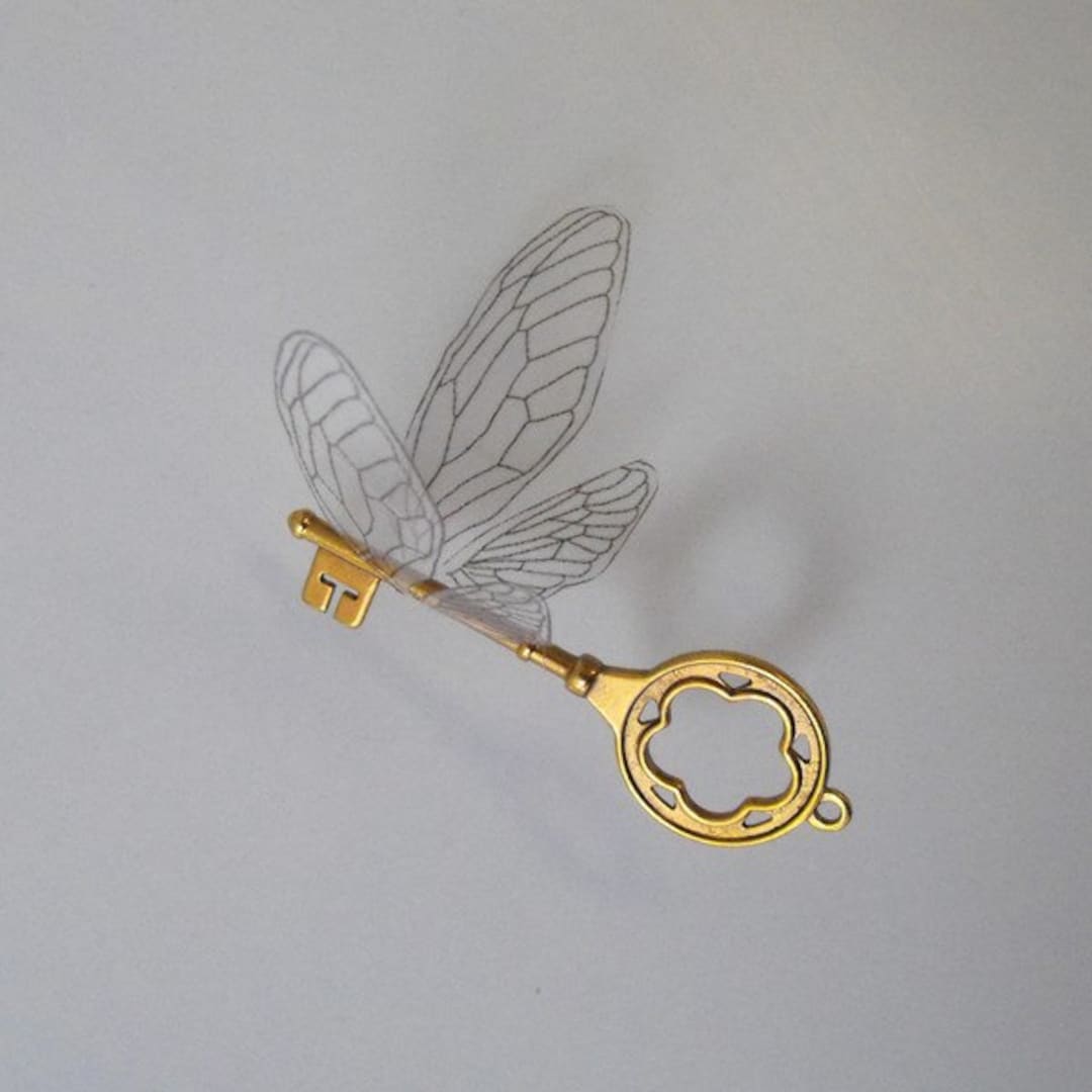 Flying Winged Key With Large Wings in Shiny Brass - SRBLP - Etsy