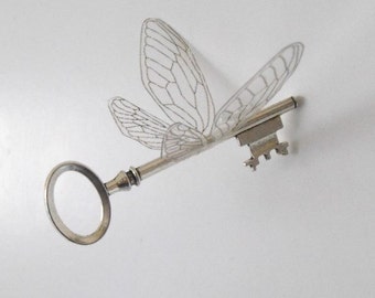 Winged 'magical' Key With Large Wings in Shiny Silver | Etsy