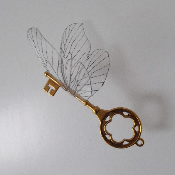 Flying Key With Large Wings in Shiny Brass SRBLBF - Etsy