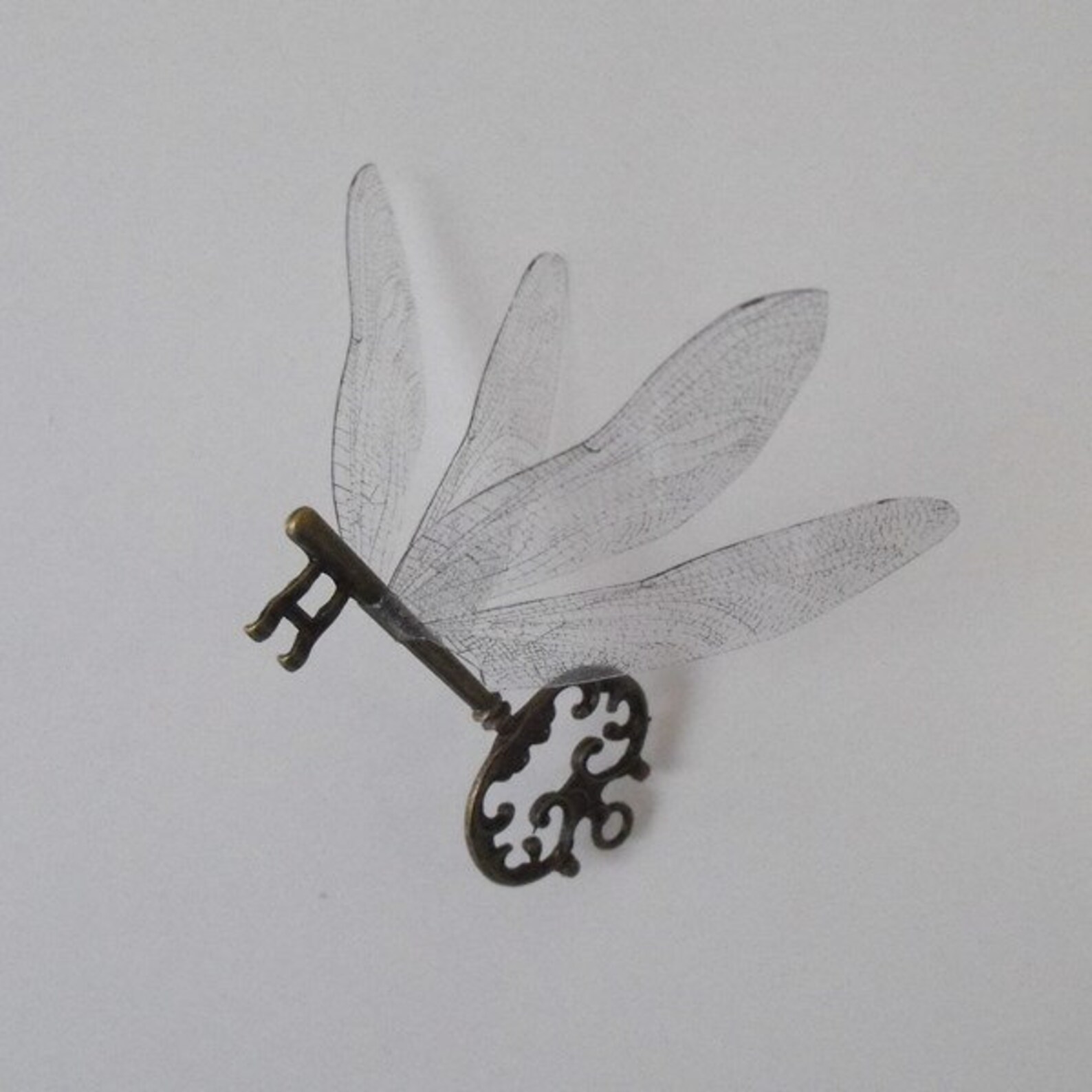 Flying Winged Key With Dragonfly Wings in Antique Brass - ASCFDF - Etsy