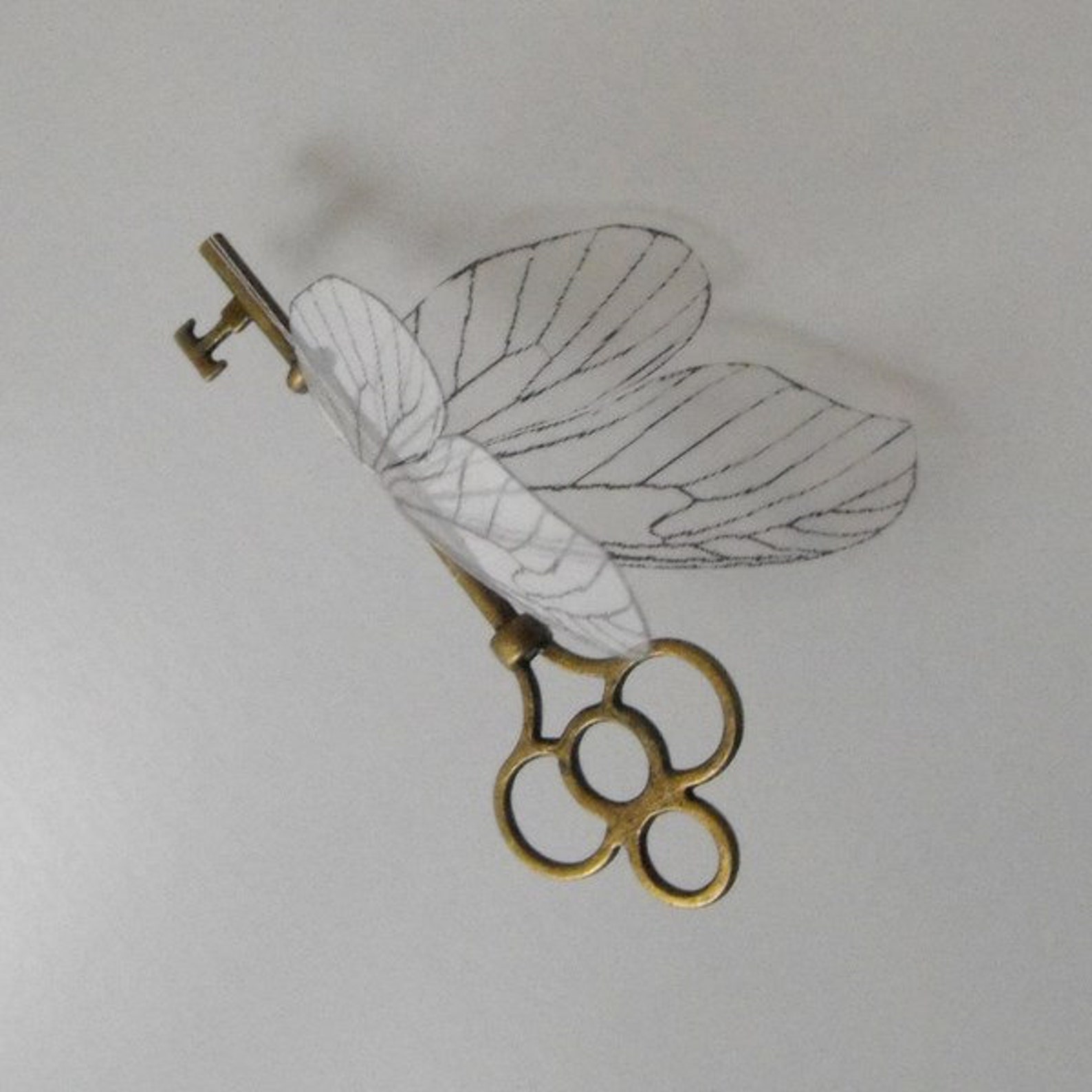 Winged Key With Large Reversed Wings in Antique Brass - ALCTLBFRM - Etsy