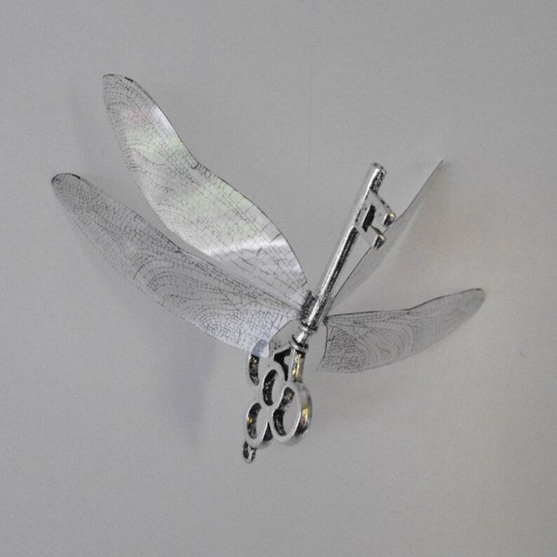 Winged Flying Key With Dragonfly Wings in Shiny Silver - SSSCTDF - Etsy
