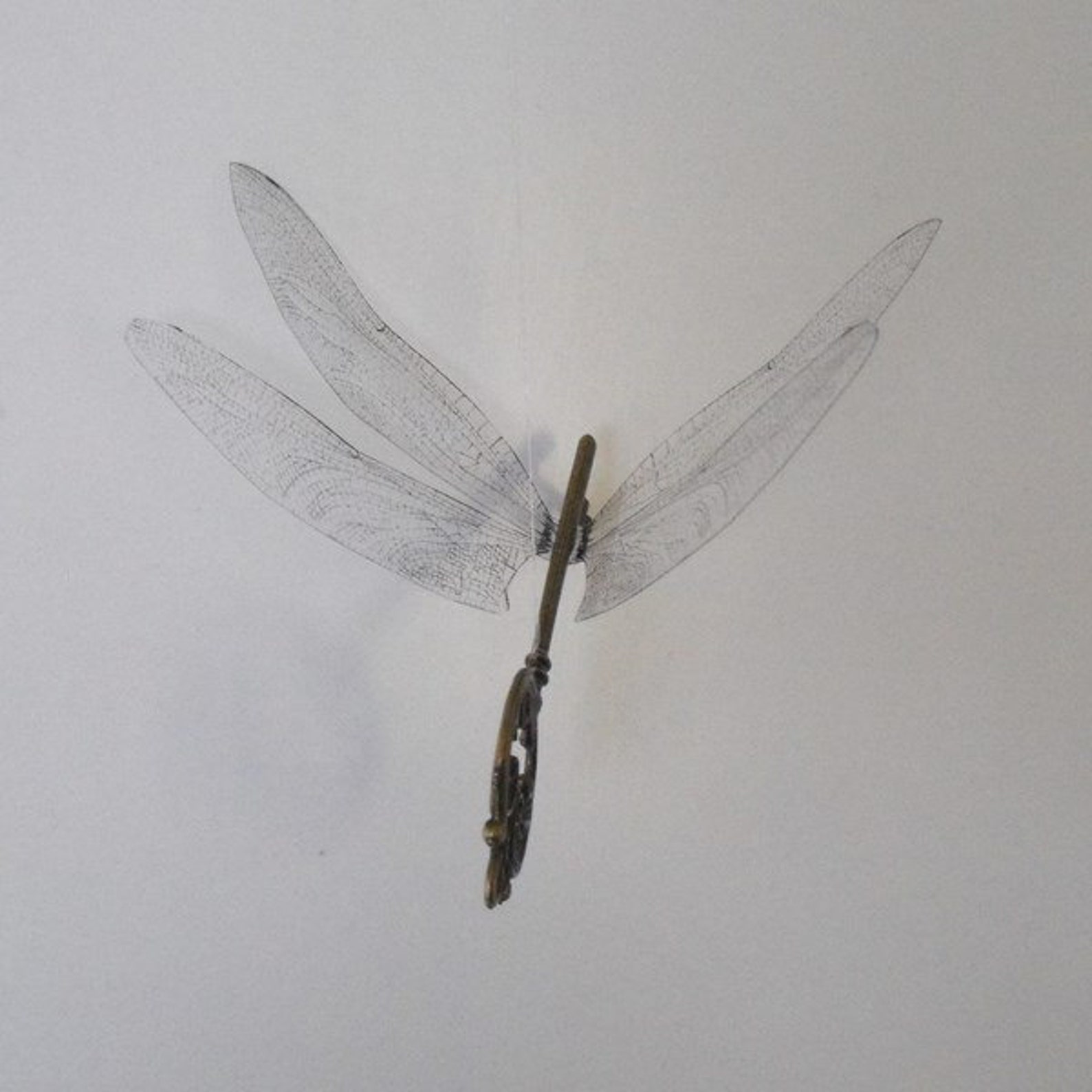 Flying Winged Key With Dragonfly Wings in Antique Brass - ASCFDF - Etsy