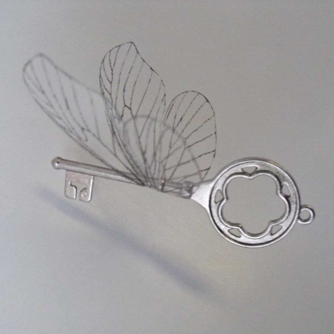 Flying 'magical' Key With Large Butterfly Wings in Shiny Silver ...