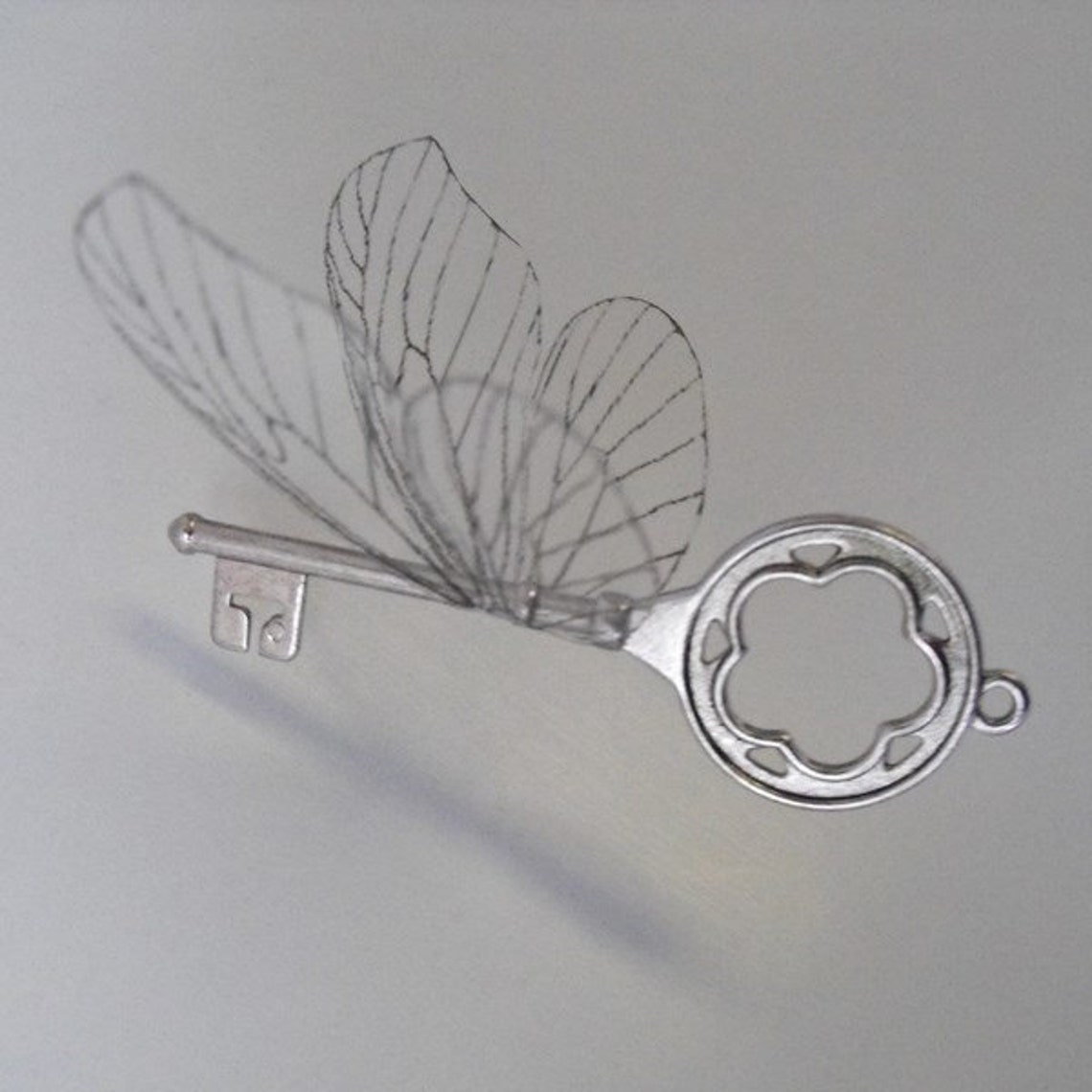 Flying 'magical' Key With Large Butterfly Wings in Shiny Silver ...