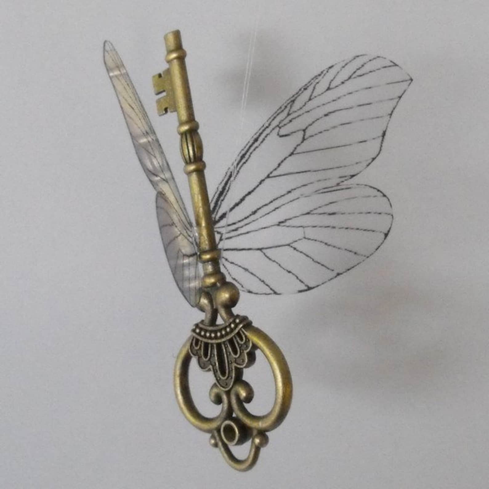 Magical 'flying' Key With Large Butterfly Wings in Antique Brass ...
