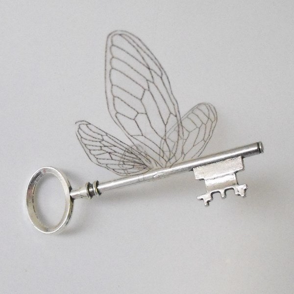 Magical 'flying' Key With Large Wings in Shiny Silver - SSLOLP - Etsy
