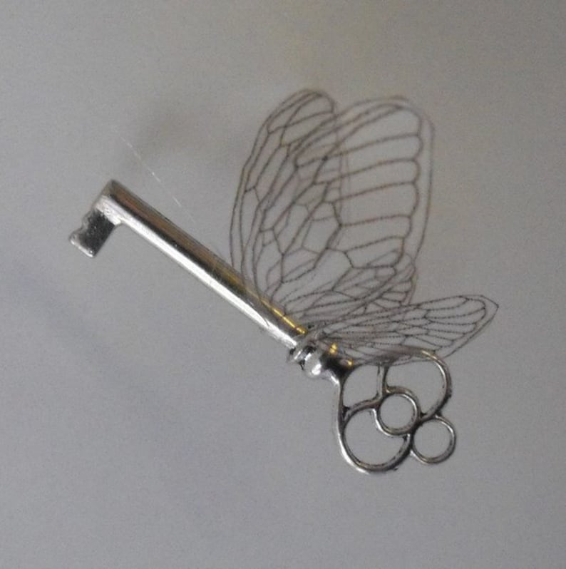 Winged 'magical' Key With Large Wings in Shiny Silver - SSHTLP - Etsy