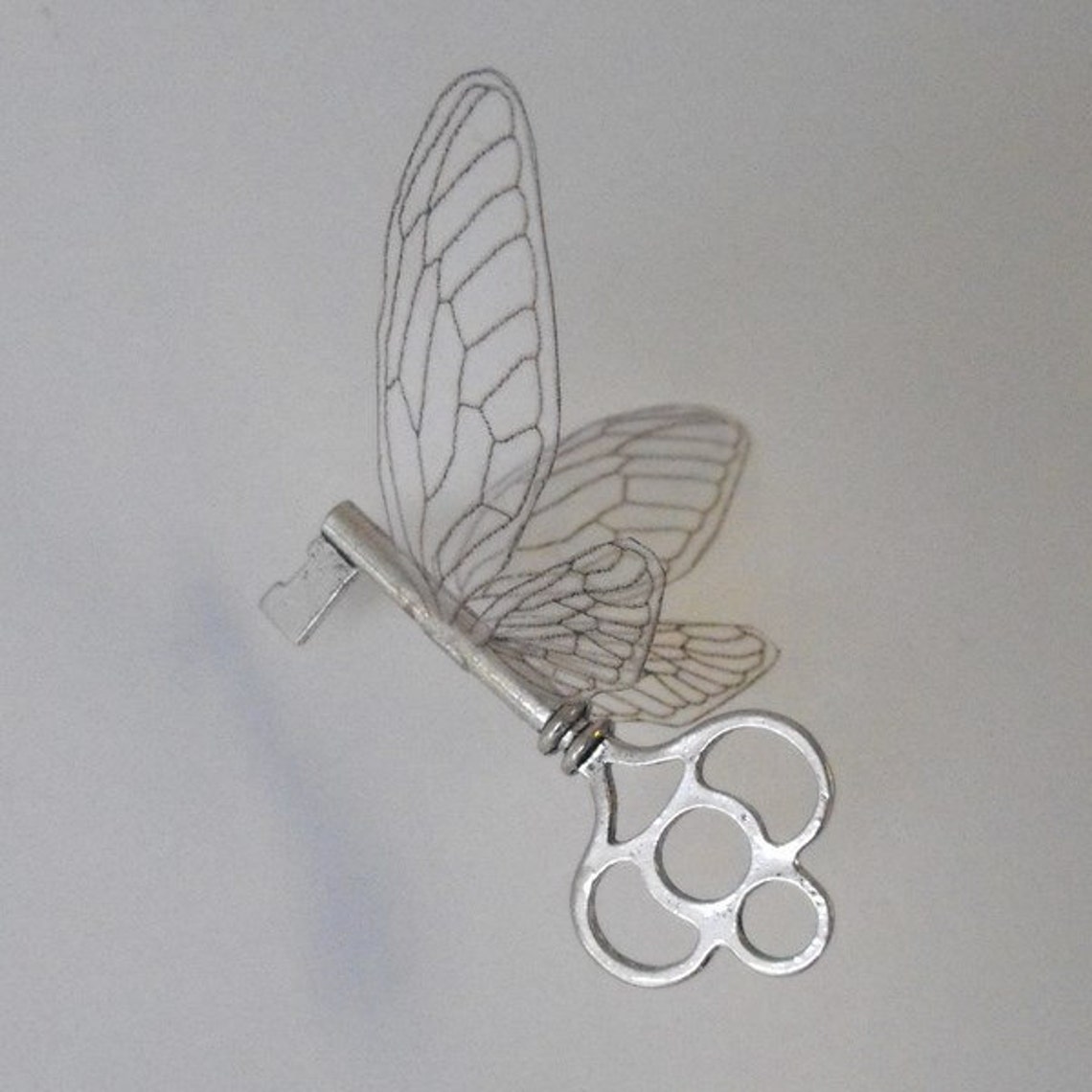 Flying 'magical' Key With Large Wings in Shiny Silver - Etsy