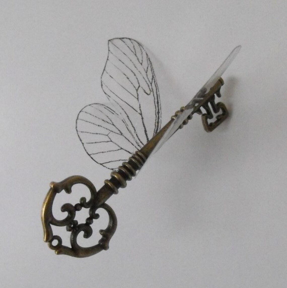 Flying Magical Key With Large Butterfly Wings in Antique Brass - Etsy