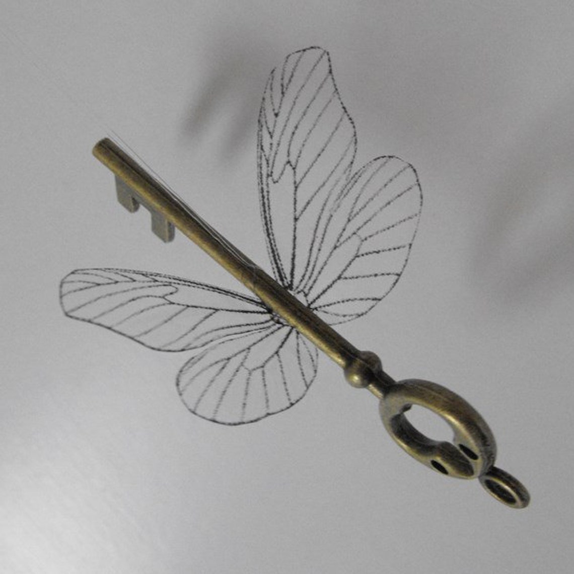 Flying Winged Key With Small Butterfly Wings in Antique Brass LABCVSBF ...