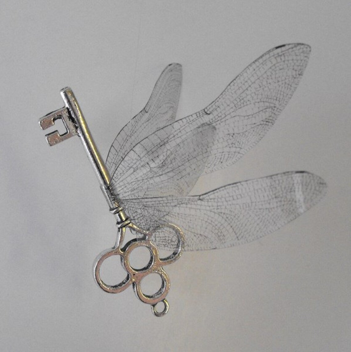 Winged Flying Key With Dragonfly Wings in Shiny Silver - Etsy