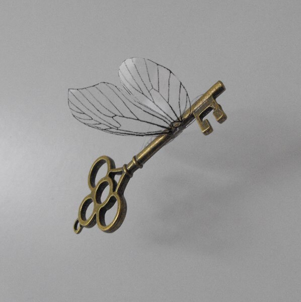 Flying Key With Small Reversed Butterfly Wings in Antique - Etsy