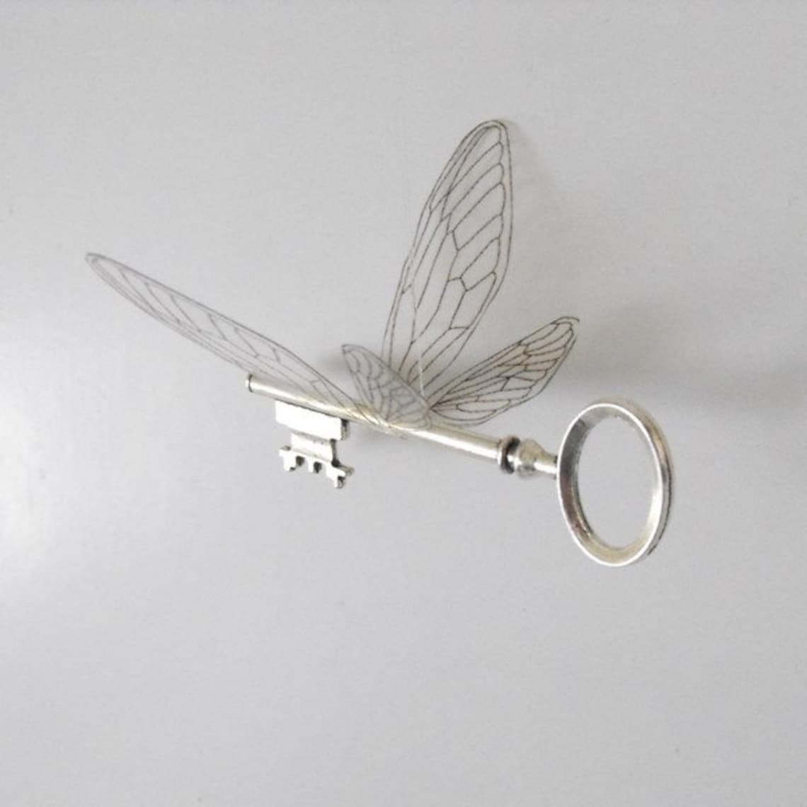 Magical 'flying' Key With Large Wings in Shiny Silver - Etsy