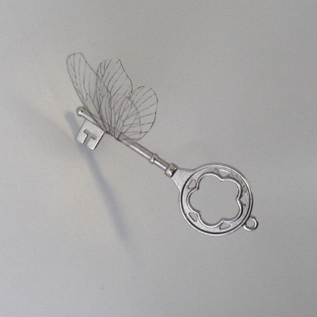 Flying 'magical' Winged Key With Small Butterfly Wings in Shiny Silver ...