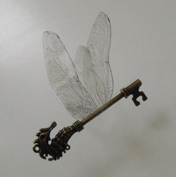 Magical 'flying' Key With Dragonfly Wings in Antique Brass - ASHDF - Etsy