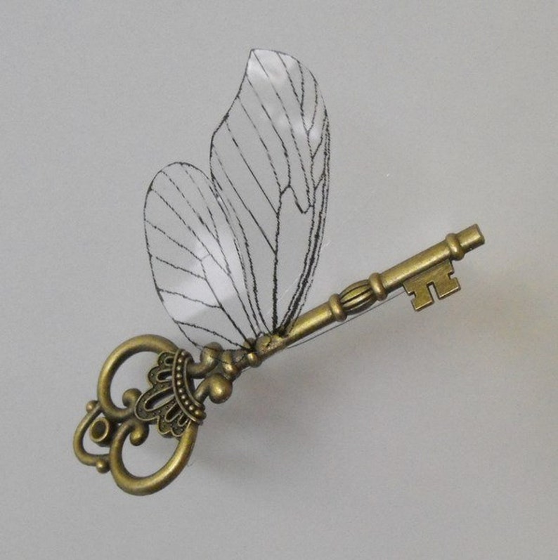 Magical 'flying' Key With Large Butterfly Wings in Antique Brass ...