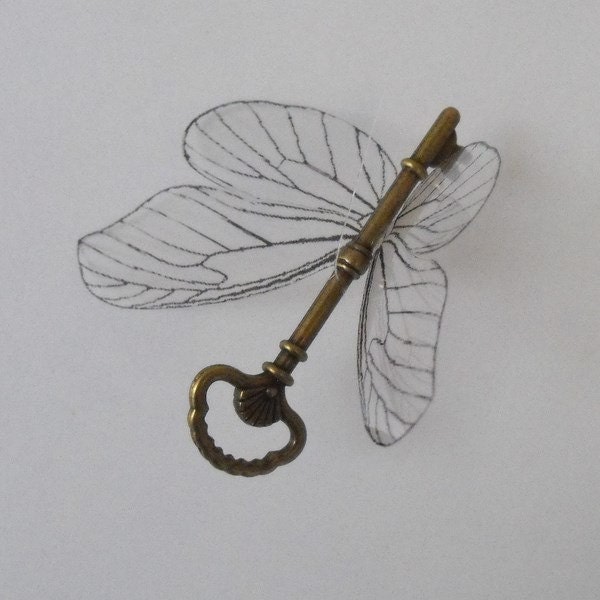 Flying 'magical' Key With Dragonfly Wings in Antique Brass - ABFNLBFR ...
