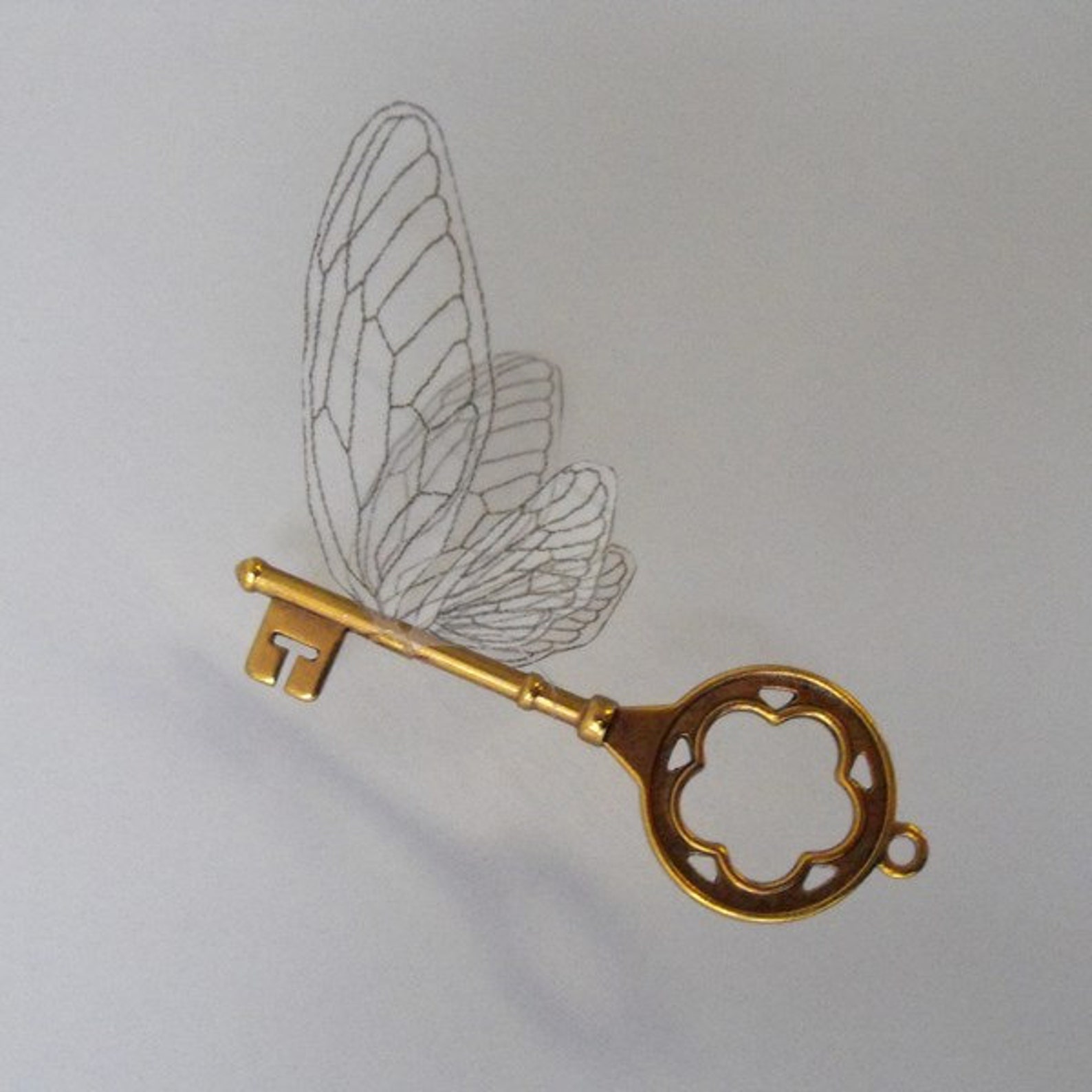 Flying Winged Key With Large Wings in Shiny Brass - SRBLP - Etsy