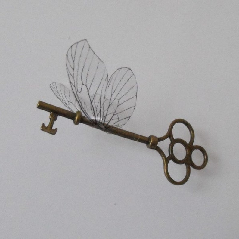 Winged Flying Key With Small Butterfly Wings in Antique Brass - ALCTSBF ...