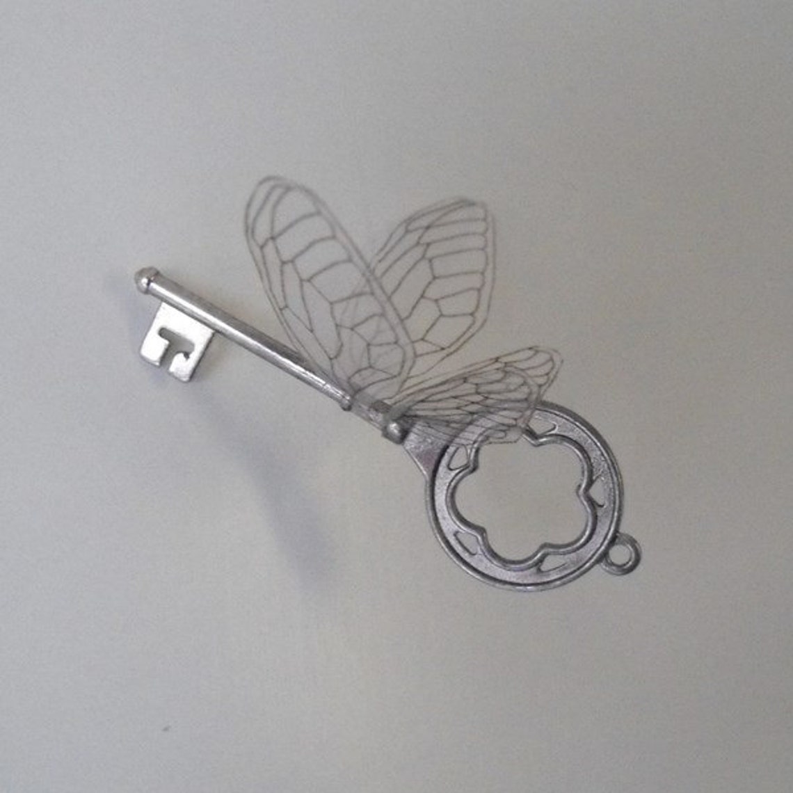 Winged Flying Key With Large Wings in Shiny Silver SRSLP - Etsy UK