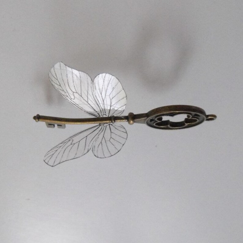 Winged Key With Small Butterfly Wings in Antique Brass ARBSBF - Etsy