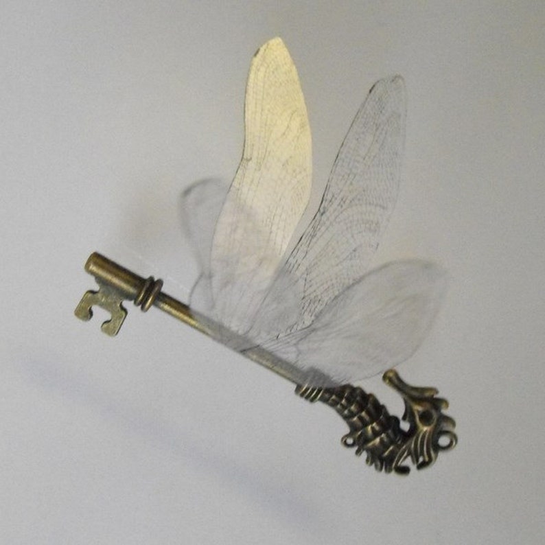 Magical 'flying' Key With Dragonfly Wings in Antique Brass - ASHDF - Etsy