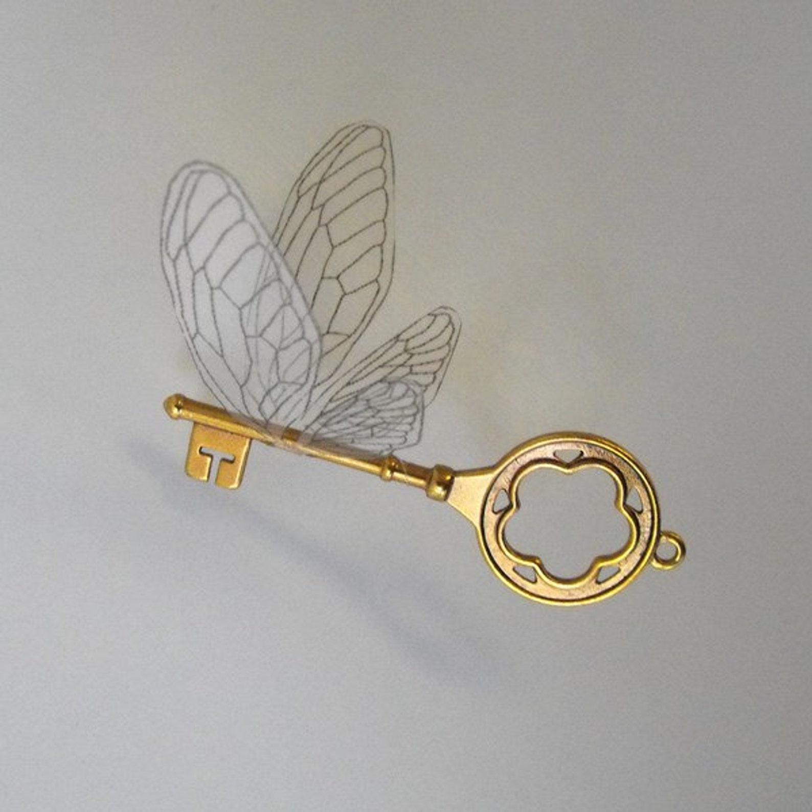 Flying Winged Key With Large Wings in Shiny Brass - SRBLP - Etsy