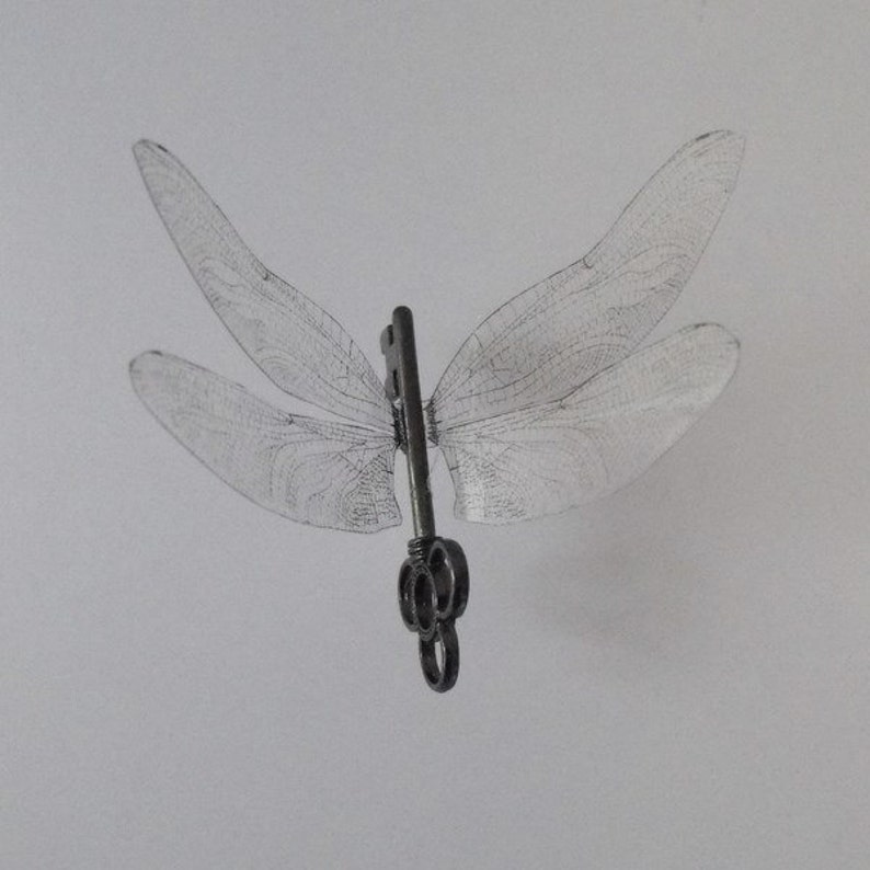 Flying 'magical' Key With Dragonfly Wings in Gunmetal Black - BDTTDF - Etsy