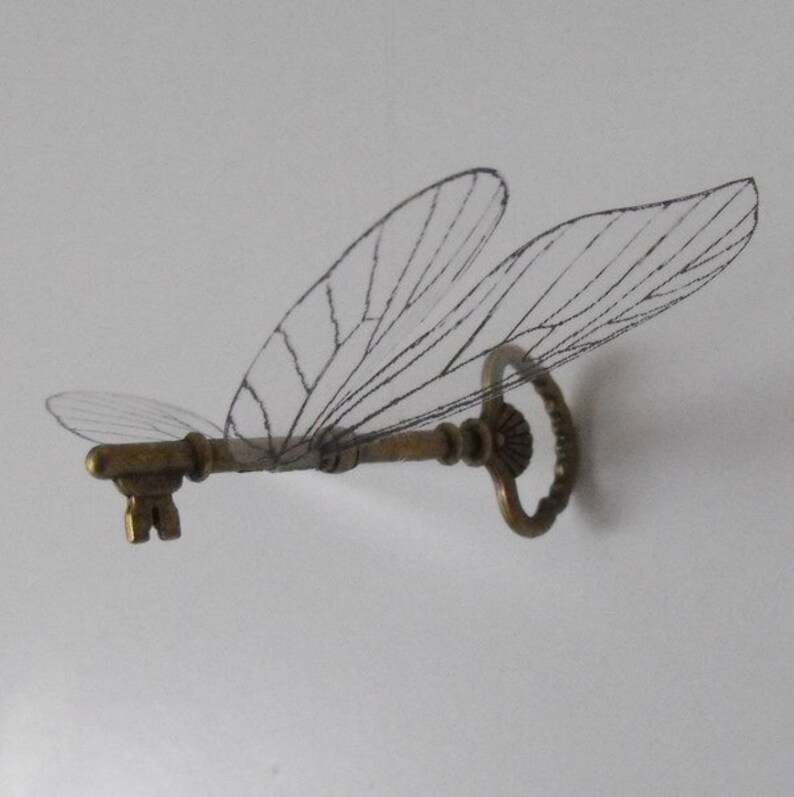 Flying 'magical' Key With Dragonfly Wings in Antique Brass - ABFNLBFR ...