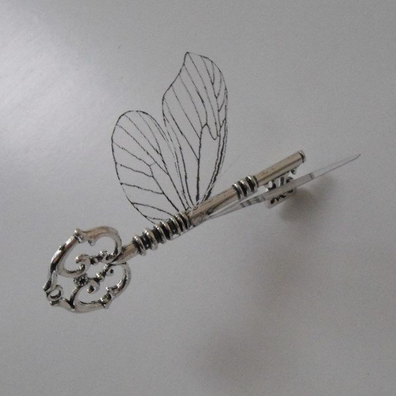 Magical Flying Key With Large Butterfly Wings in Shiny Silver SSOLBF - Etsy