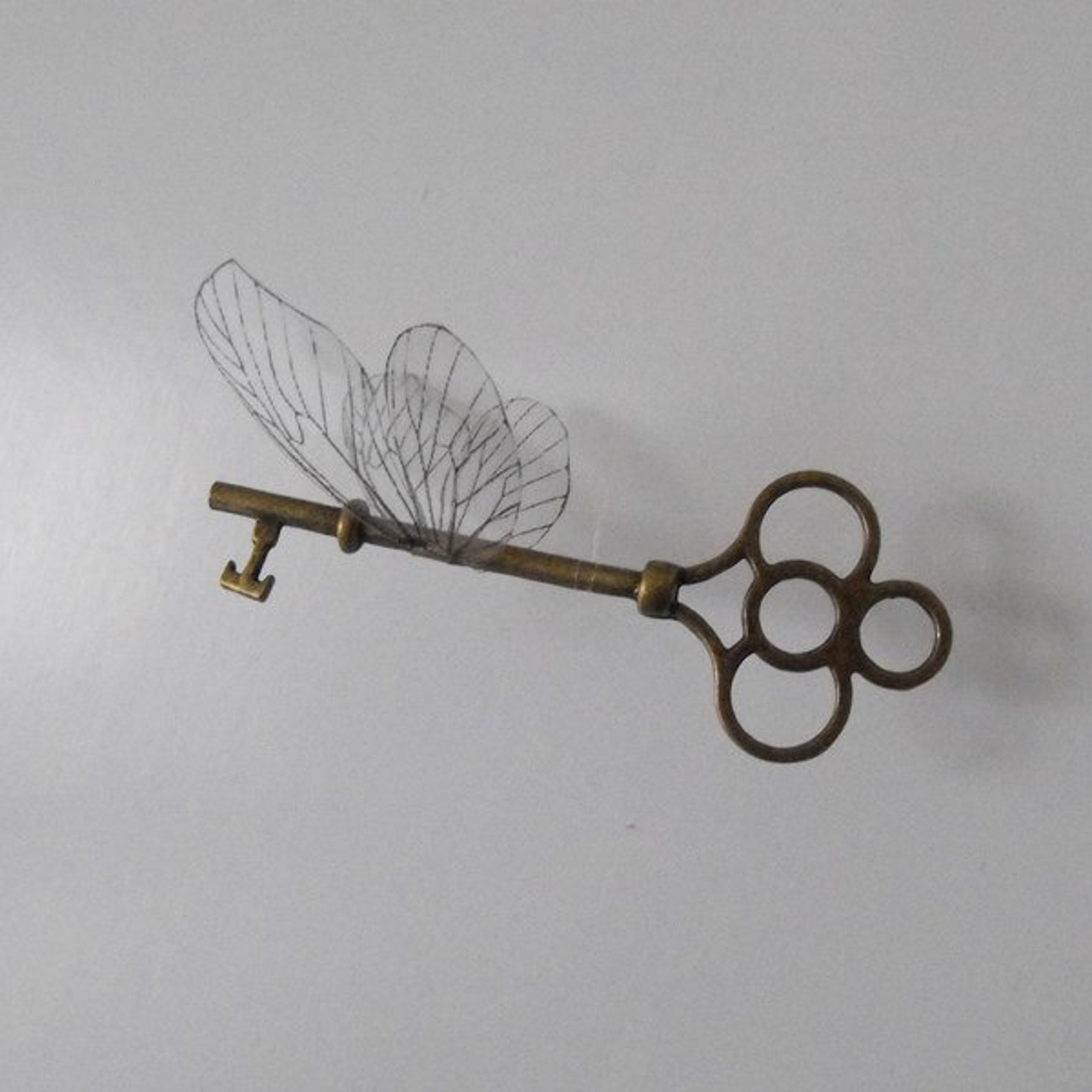 Winged Flying Key With Small Butterfly Wings in Antique Brass - ALCTSBF ...