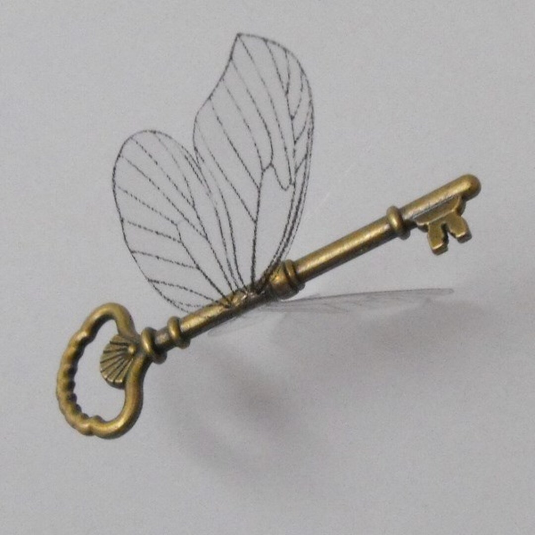 Flying Winged Key With Small Butterfly Wings in Antique Brass ABFNSBF ...