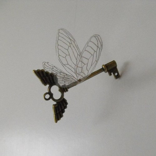 Flying Magical Key With Large Butterfly Wings in Antique Brass - Etsy