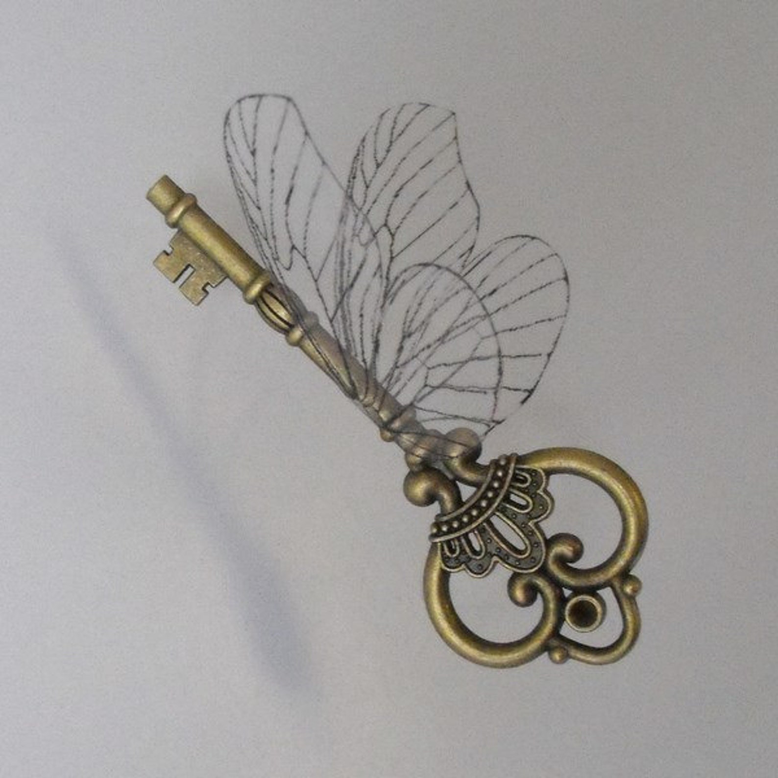 Magical 'flying' Key With Large Butterfly Wings in Antique Brass ...