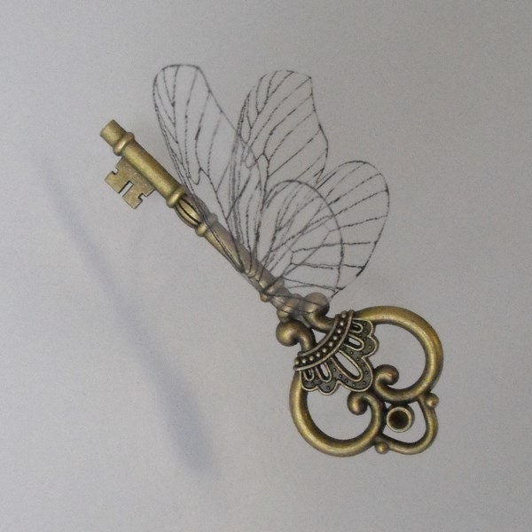 Magical 'flying' Key With Large Butterfly Wings in Antique Brass ...