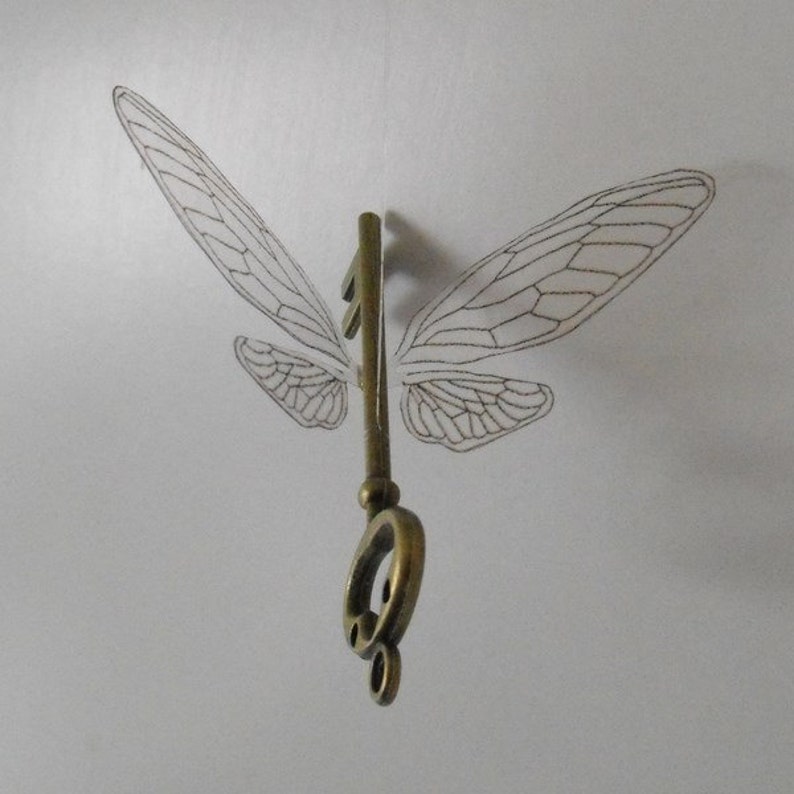 Winged Flying Key With Large Wings in Antique Brass - LABCVLP - Etsy