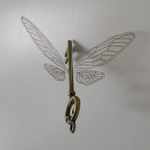 Winged Flying Key With Large Wings in Antique Brass - LABCVLP - Etsy