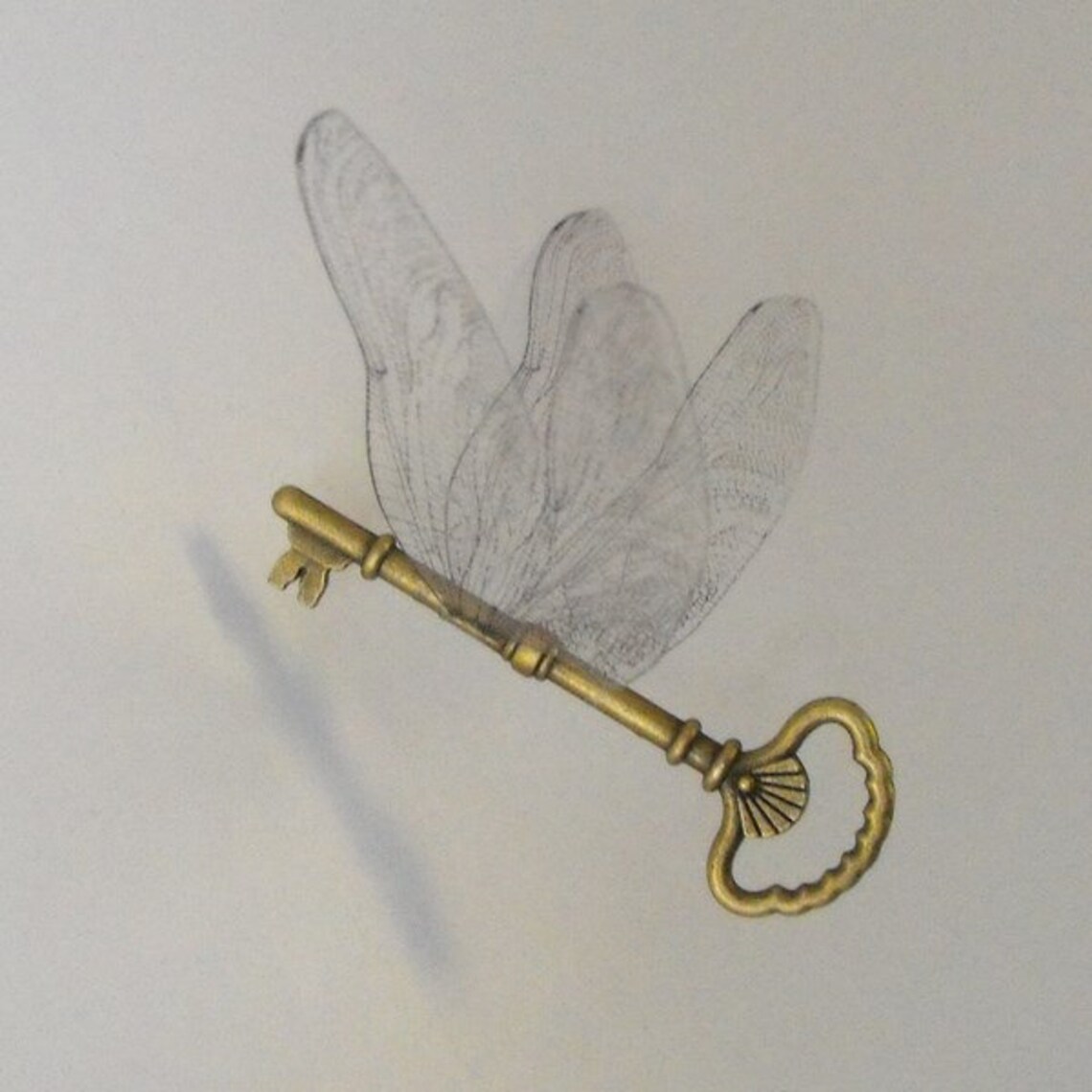 Winged Key With Dragonfly Wings in Antique Brass ABFNDF - Etsy