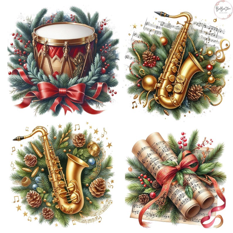 20 Festive Caroling Clipart Bundle, Watercolor Christmas Carols Clipart ...