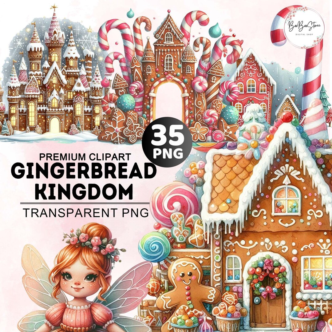 35 Gingerbread Man Clipart Bundle, Watercolor Gingerbread Kingdom ...