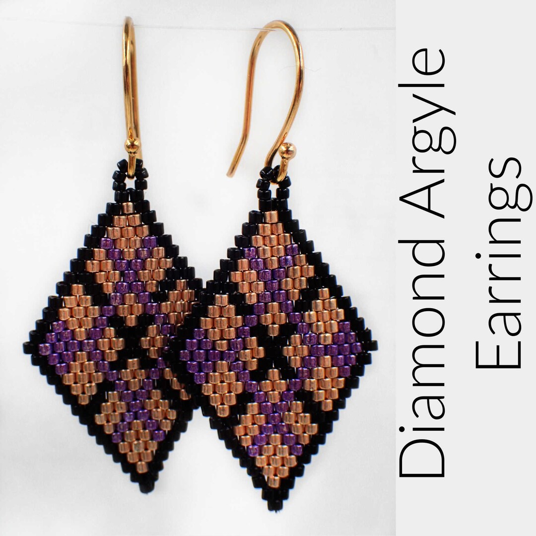 Diagonal Argyle Brick Stitch Earring INSTANT DOWNLOAD Pattern - Etsy