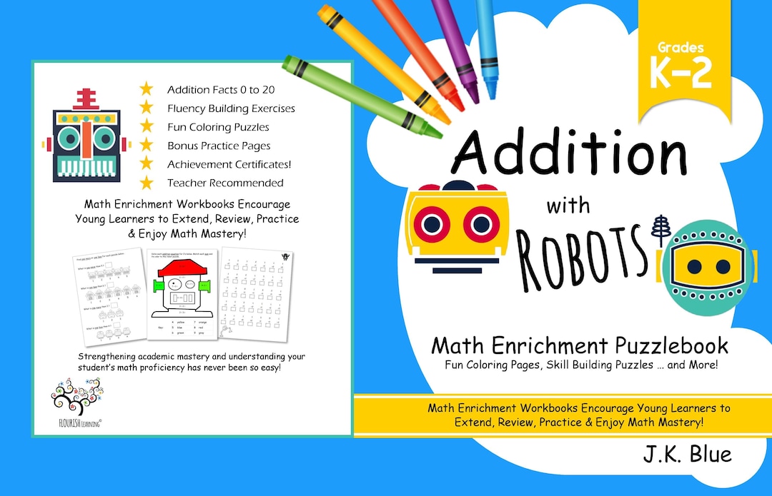 Addition With Robots: Addition Activity & Coloring Book - Etsy