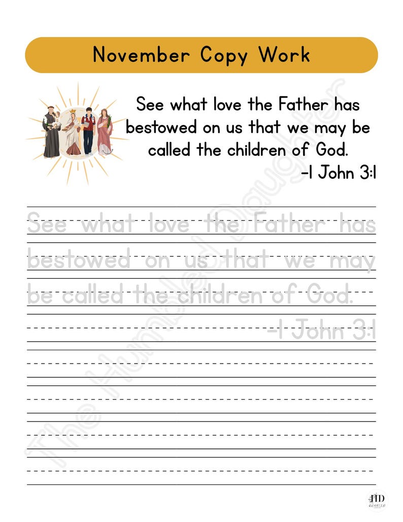 Catholic Copywork for November | Heaven and Communion of Saints | Bible ...
