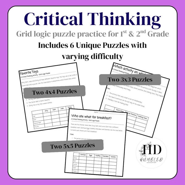 Printable Logic Puzzles - Etsy
