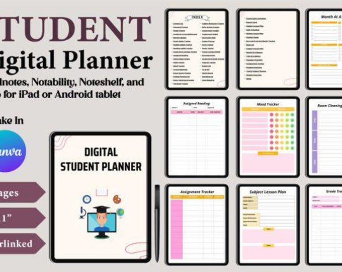 DIGITAL SEMESTER PLANNER | Student Planner, College Agenda, College ...