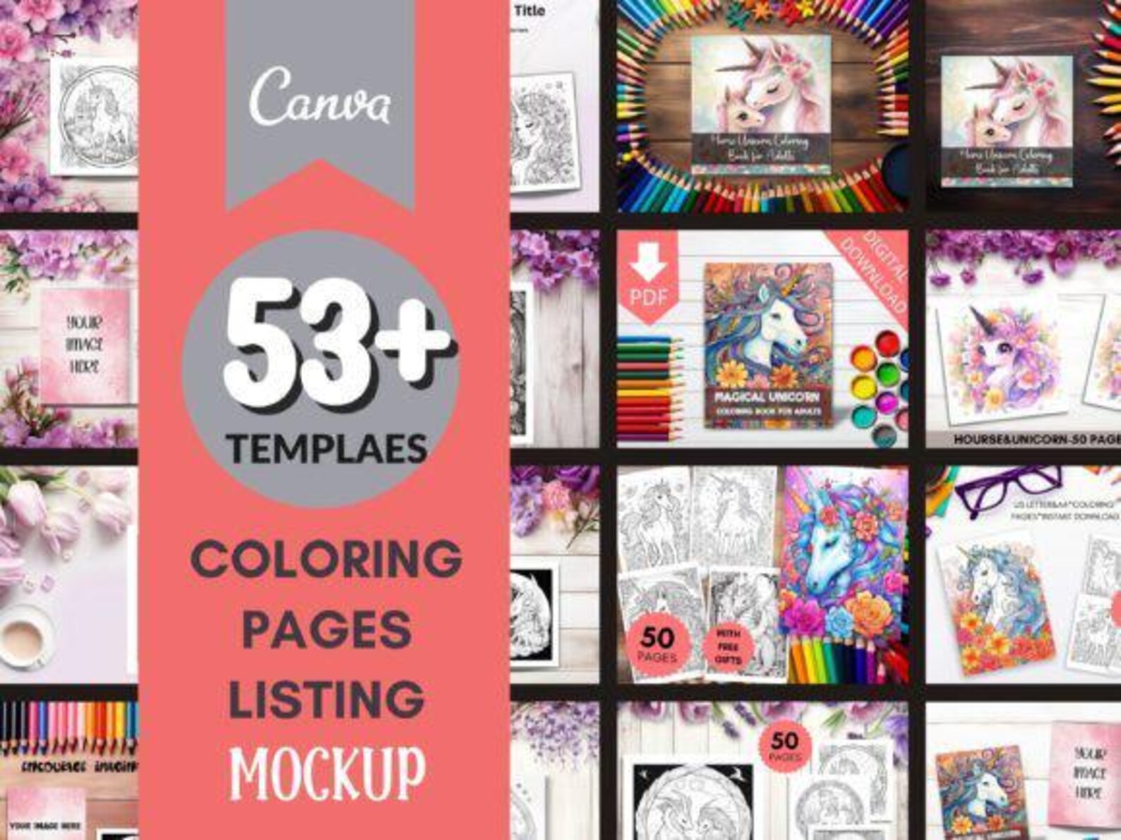 Canva Coloring Book Mock Up,coloring Book Mockup,coloring Pages Mock UP ...