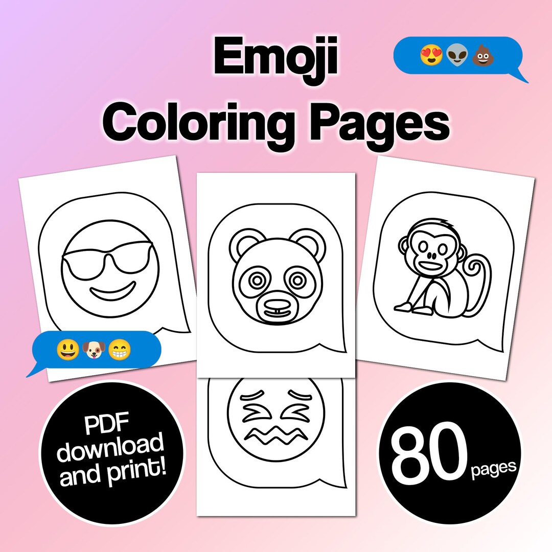 Emoji Icons Coloring Book 80 SHEETS for Kids Simple and Easy, Printable ...