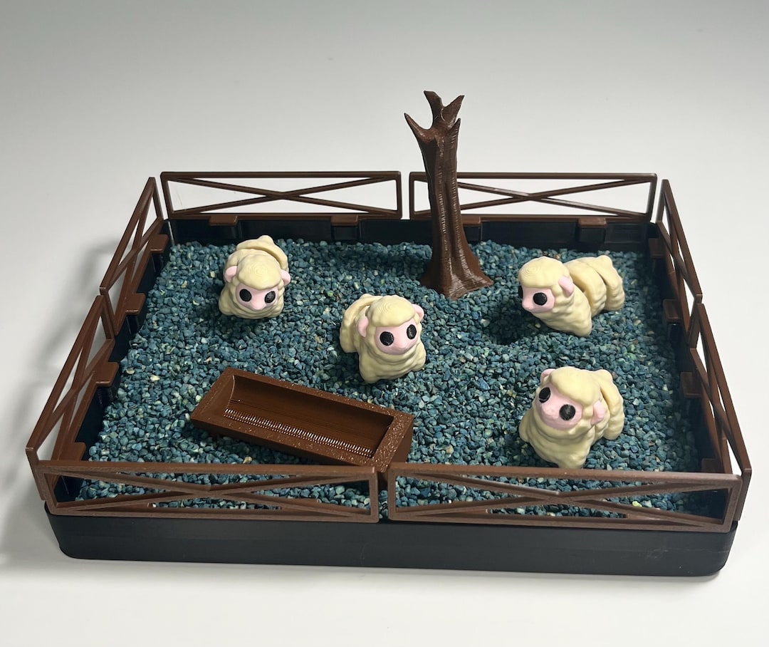 Sheep Pen 3D Printed Zen Garden: Articulating Farm Animal Desk Pet - Etsy